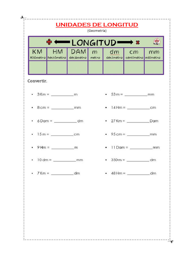 Tercero de Primaria - Conversiones de Unidades de Masa y Longitud | PDF