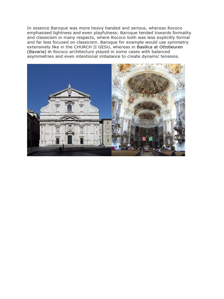 Baroque vs. Rococo Architecture | PDF