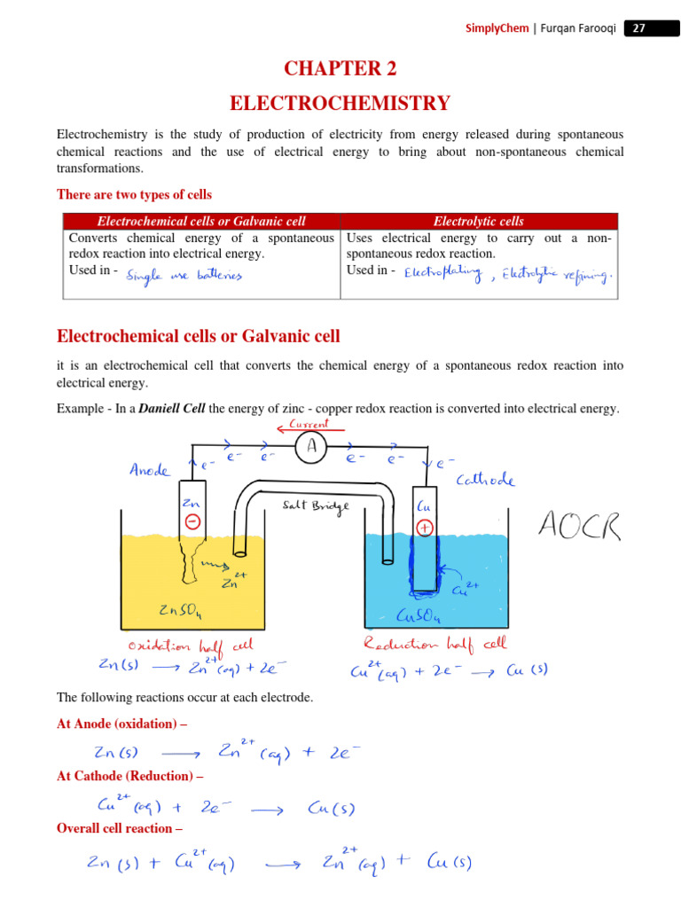 Chapter 2 - Electrochemistry | PDF | Science & Mathematics