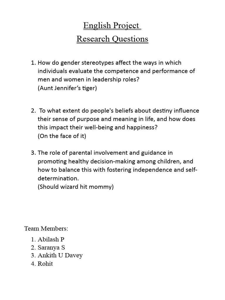 Research Questions | PDF