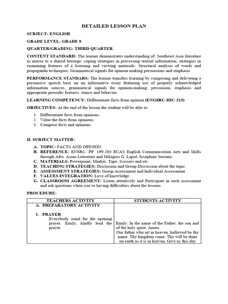 M PMS 12 Detailed Lesson Plan | PDF | Lesson Plan | Persuasion