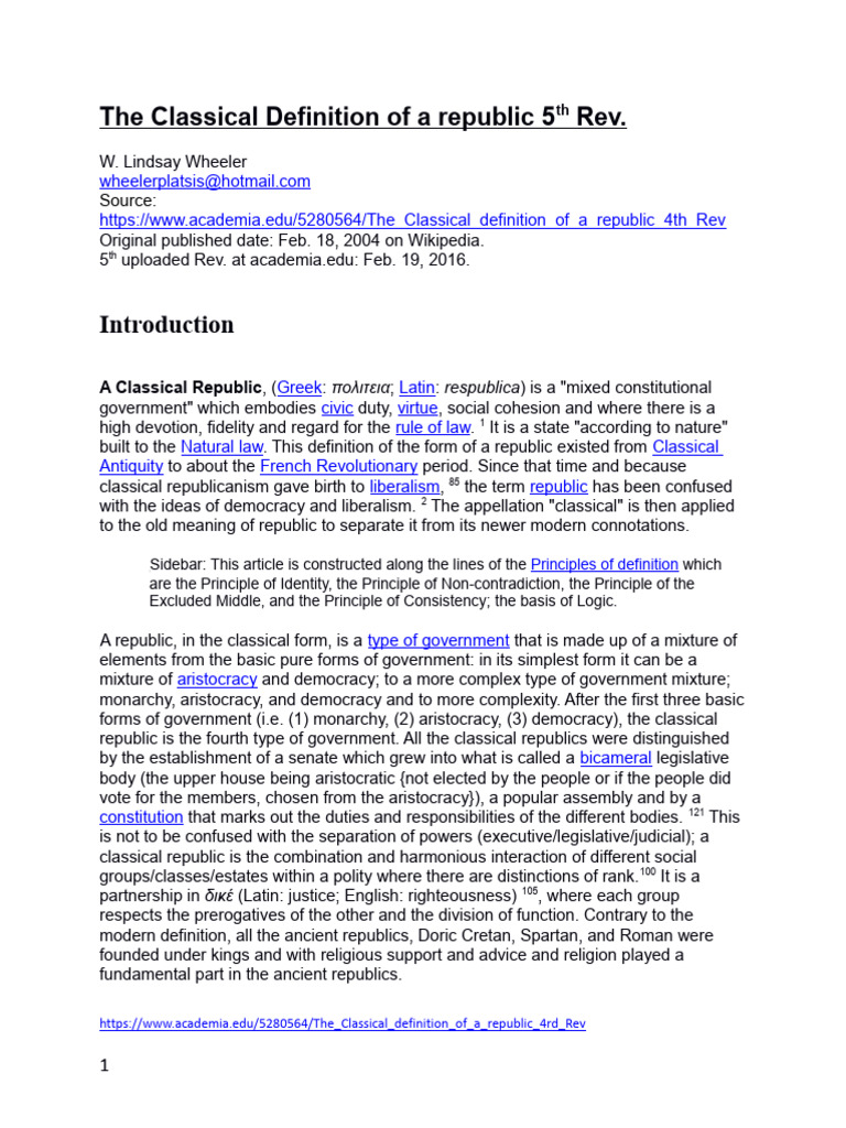 The Classical Definition of A Republic 5 | PDF