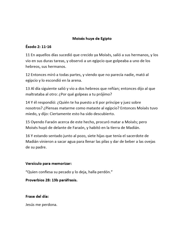 Moisés huye de Egipto | PDF