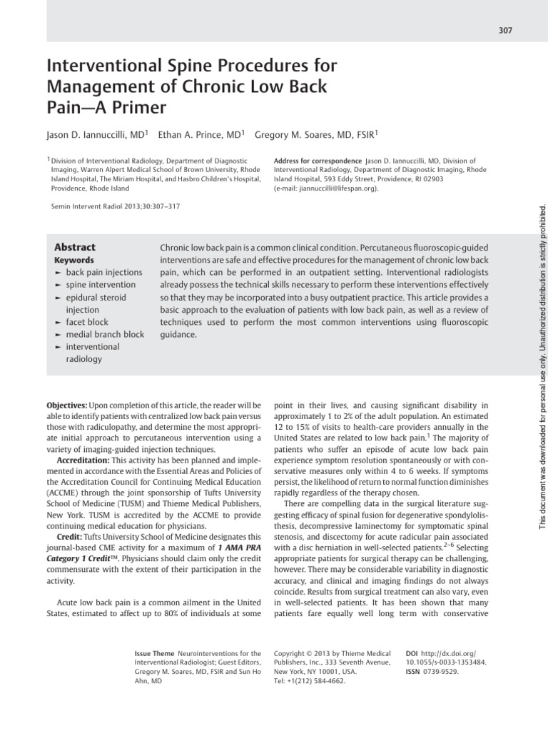 Researched Interventional-Spine-Procedures-For-Management-Of-Chronic-Low-Back-Pain-A-Primer ...