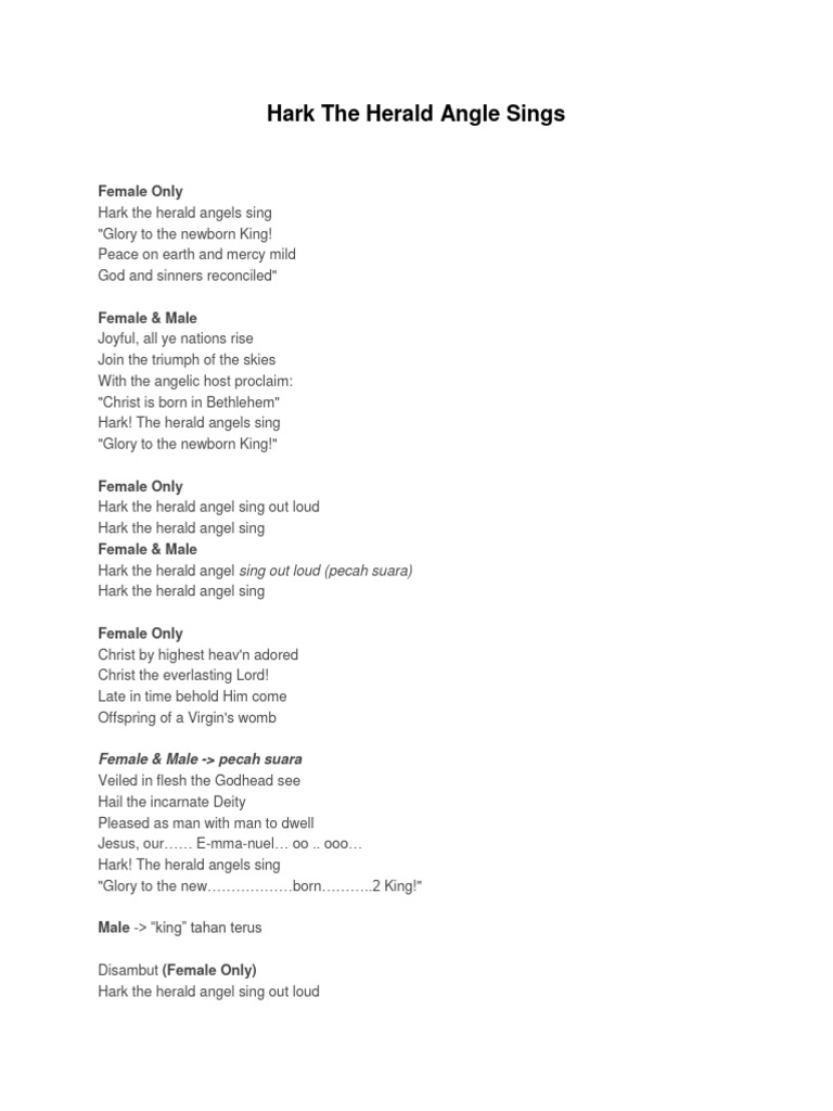 Hark The Herald Angle Sings | PDF | Angel | Glory (Religion)