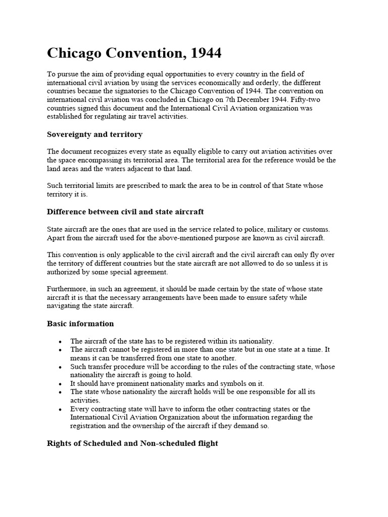 Chicago Convention | PDF | Customs | Airlines