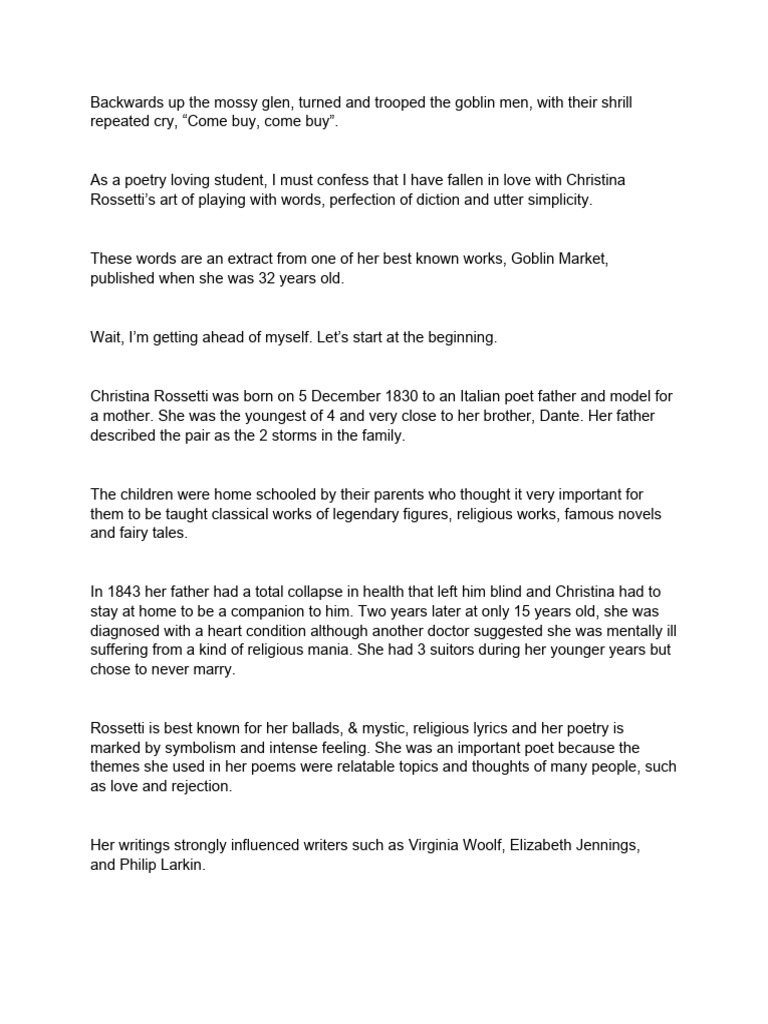 Christina Rossetti - Speech | PDF | Classics