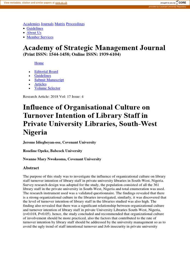 Organizational Culture Questionnaire | PDF