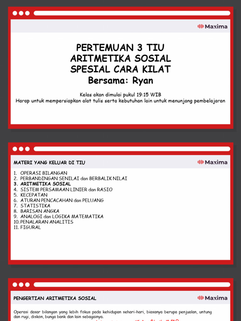 PERTEMUAN 3 TIU ARITMETIKA SOSIAL (Oret) | PDF