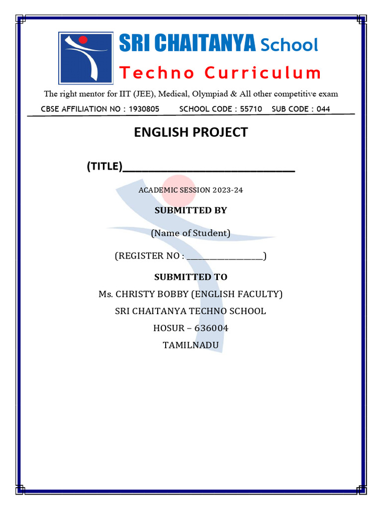 Class 12 English Project Cover Page | PDF | Career & Growth