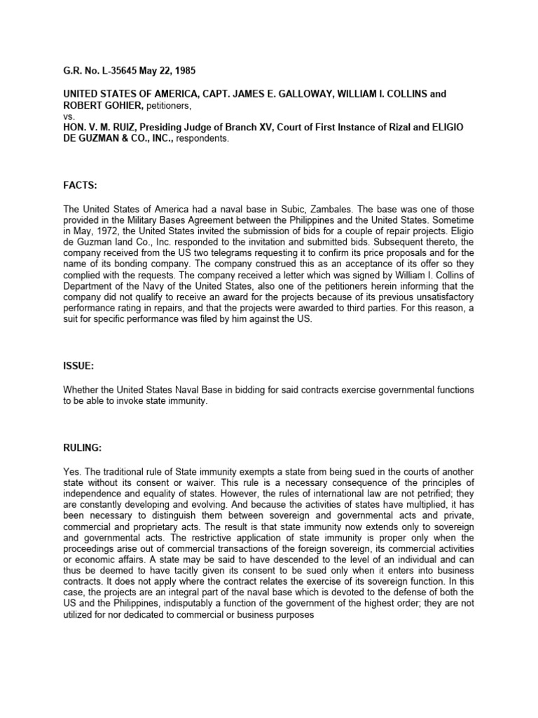 State Immunity in U.S. v. Ruiz Case | PDF | Sovereign Immunity | Common Law