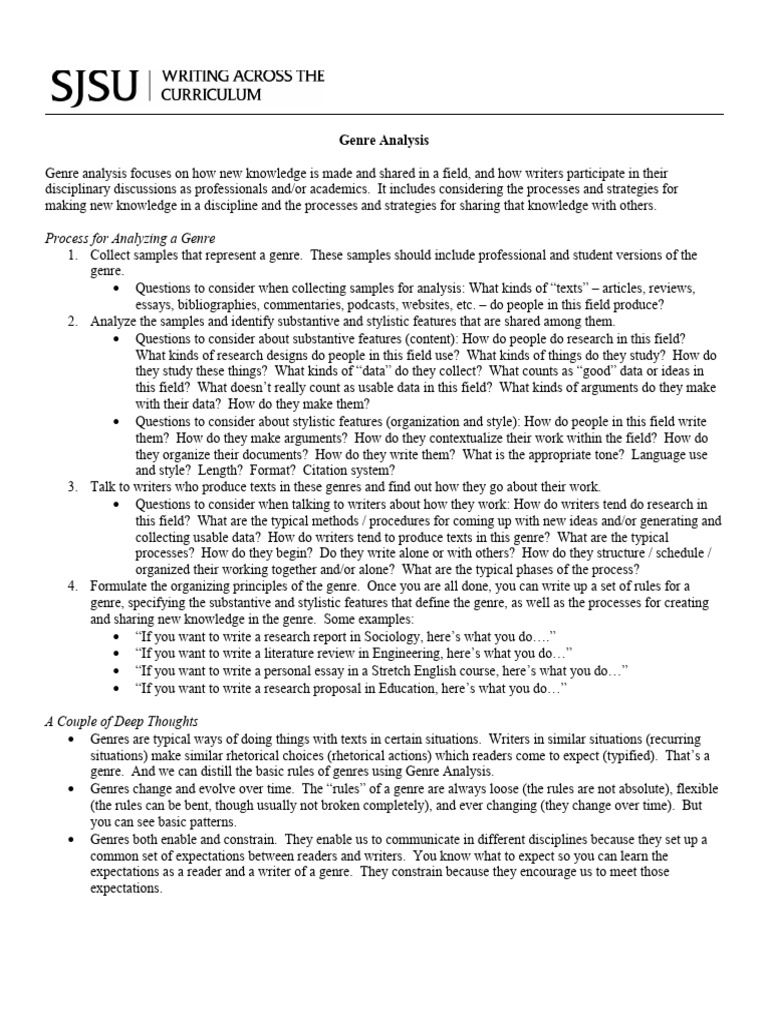 Genre Analysis Handout | PDF
