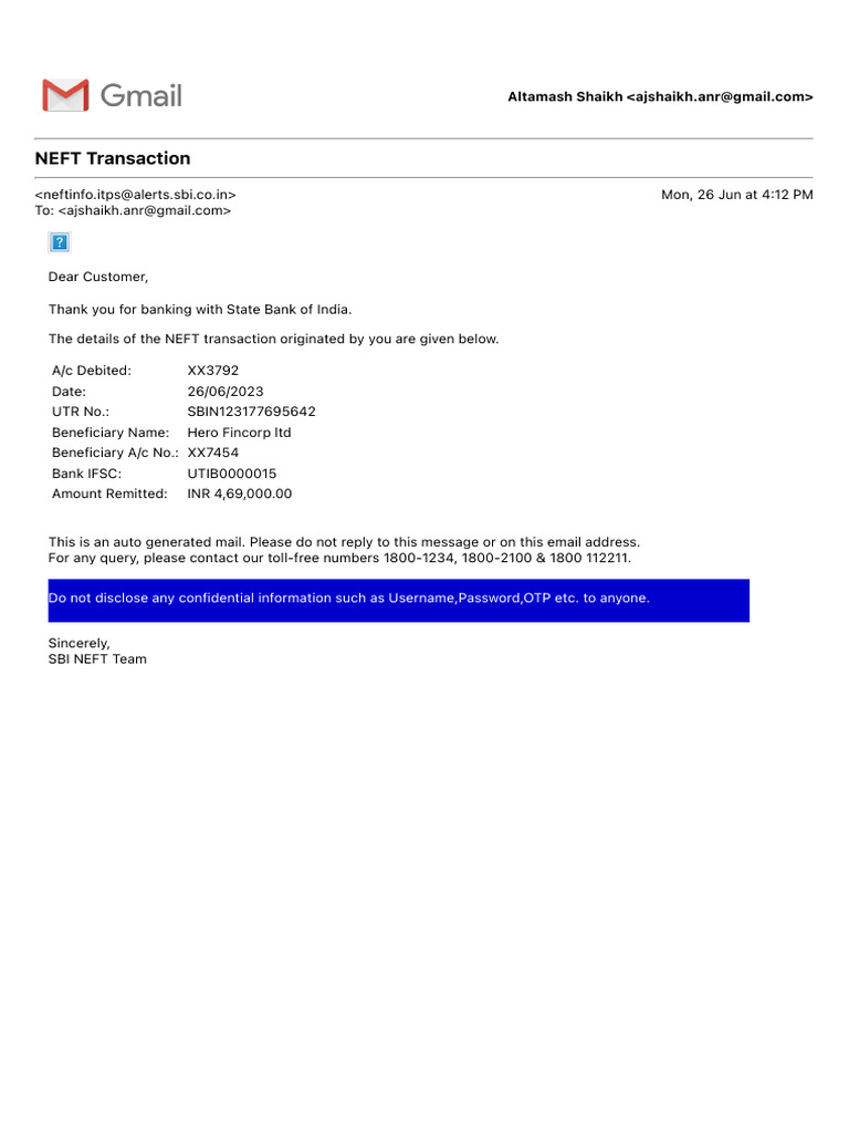 NEFT Transaction | PDF