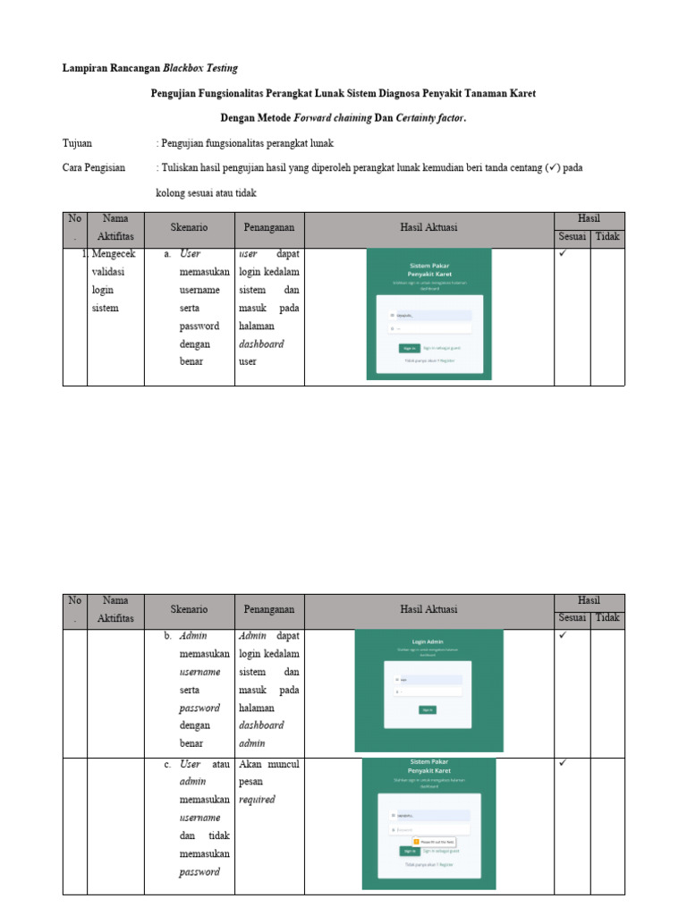 Lampiran Pengujian Blackbox Testing | PDF