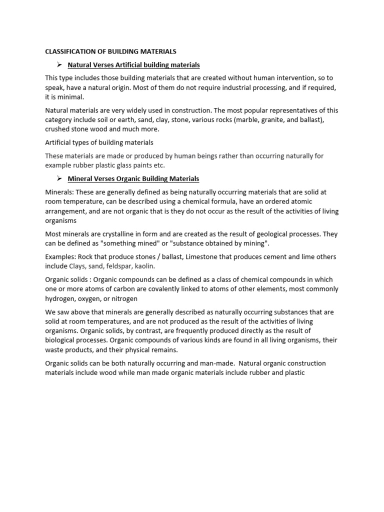 Classification of Building Materials | PDF
