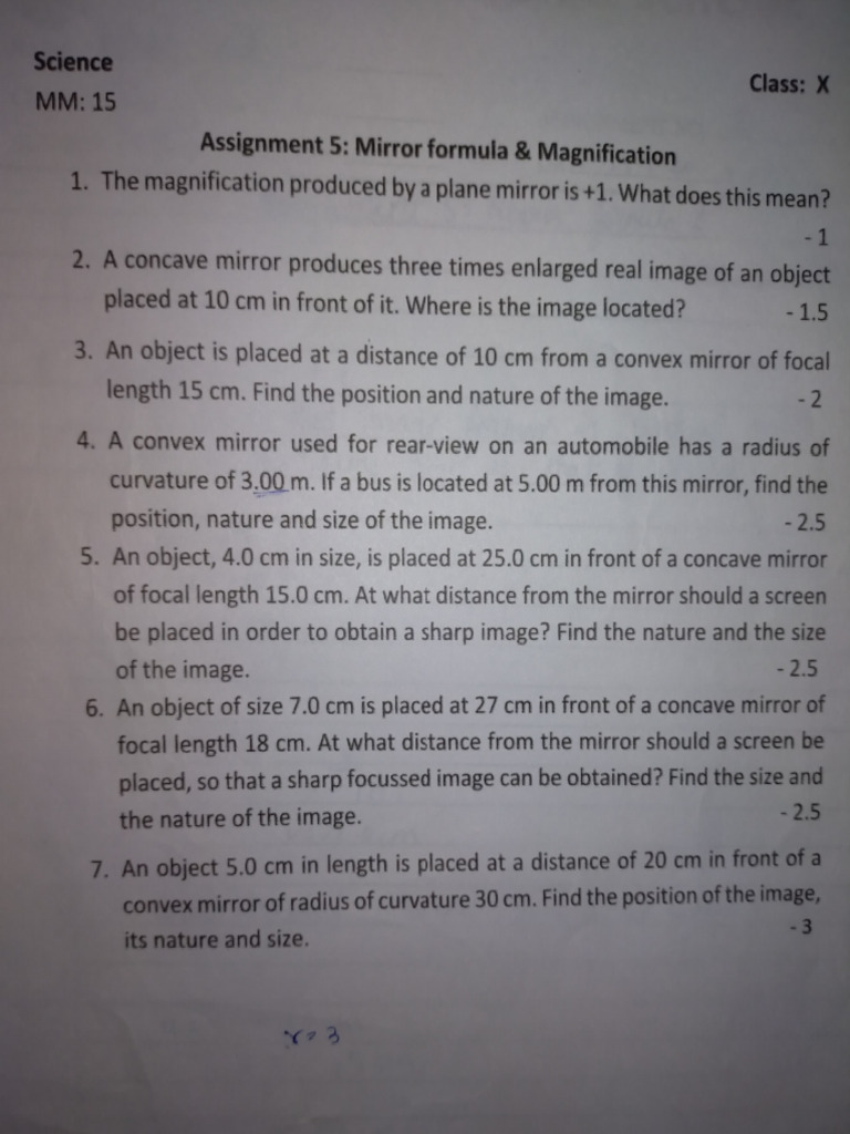 Mohan Assignment 5-Mirror Formula & Magnification | PDF | Glass ...