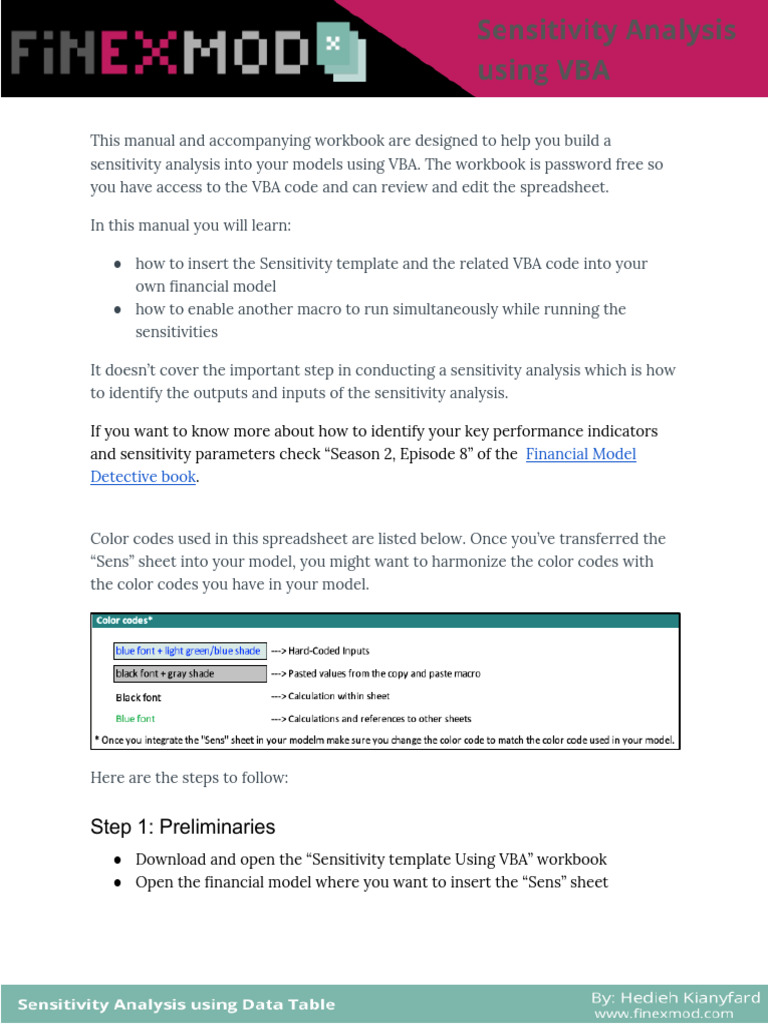 Sensitivity Analysis Using VBA | PDF | Microsoft Excel | Visual Basic ...