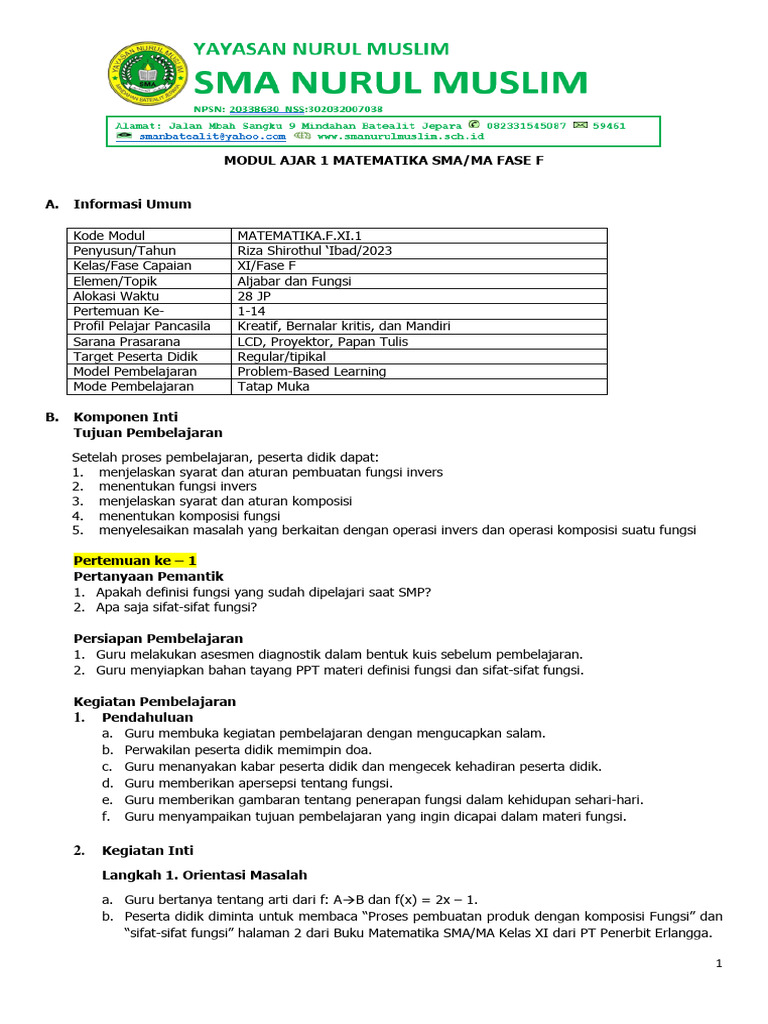 Modul Ajar Matematika Fase F SMK | PDF