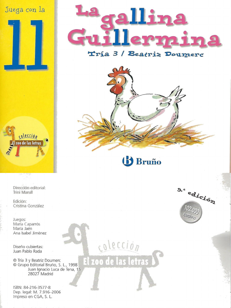 El Zoo de Las Letras 17 - La Gallina Guillermina - Juega Con La LL | PDF