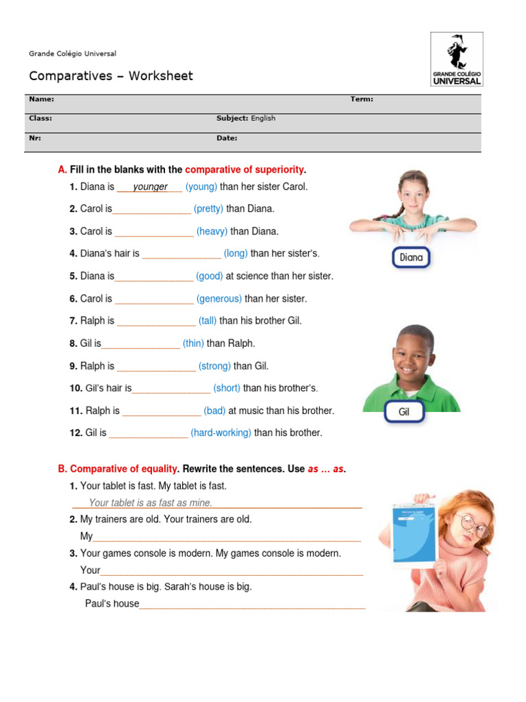 5º - Comparatives - Worksheet With ANSWERS | PDF | Foreign Language Studies