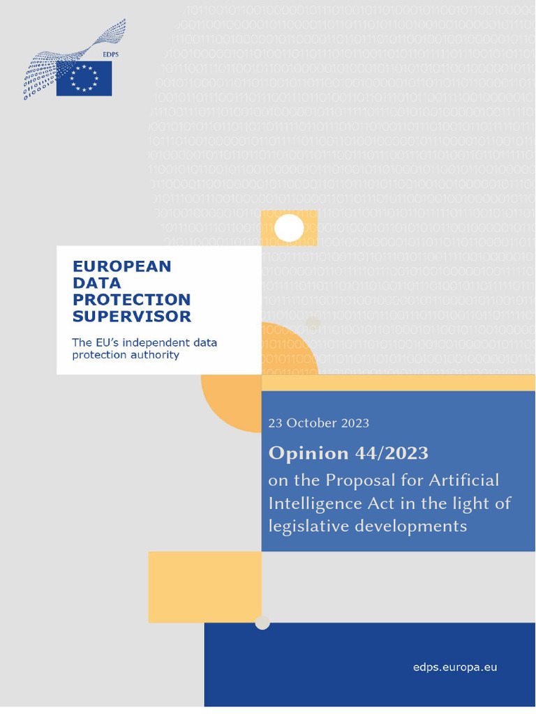 Opinion 44/2023: On The Proposal For Artificial Intelligence Act in The Light of Legislative ...