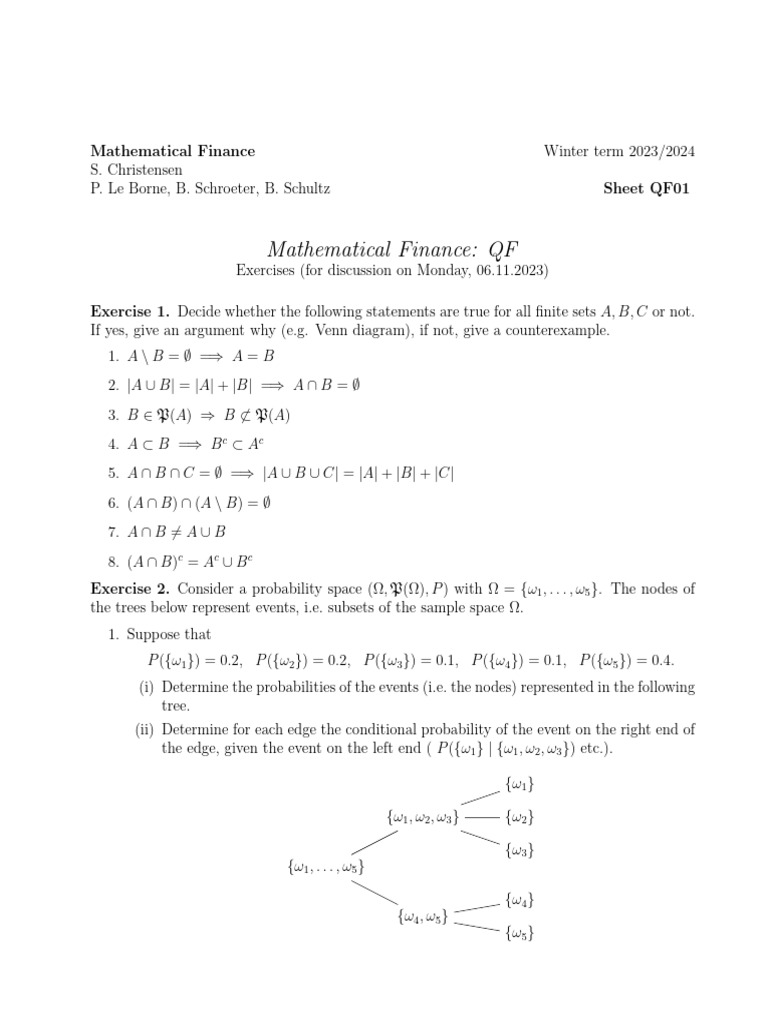 Homework Sheet 01 QF | PDF | Financial Markets | Investing