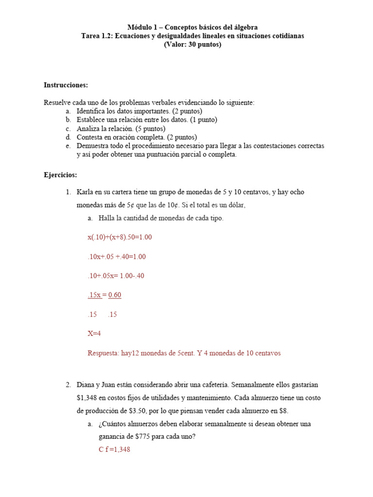 M1 Tarea 1-2 A | PDF | Matemáticas | Álgebra
