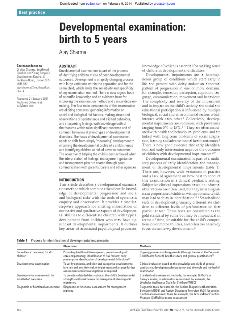 Developmental Examination | PDF | Child Development | Risk