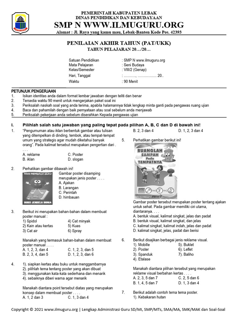 Soal PAT II Seni Budaya Kelas VIII | PDF