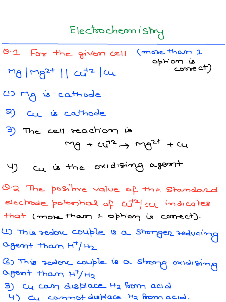 Electrochemistry Assignment Pdf 3899