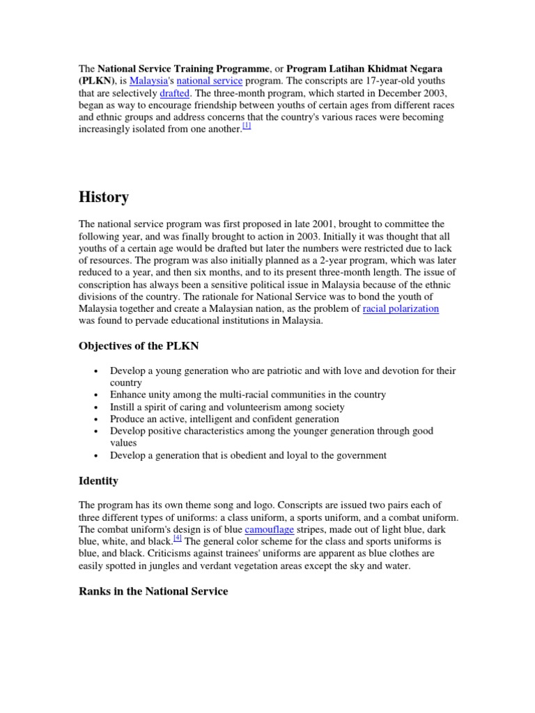 The National Service Training Programme | PDF | Malaysia | Government