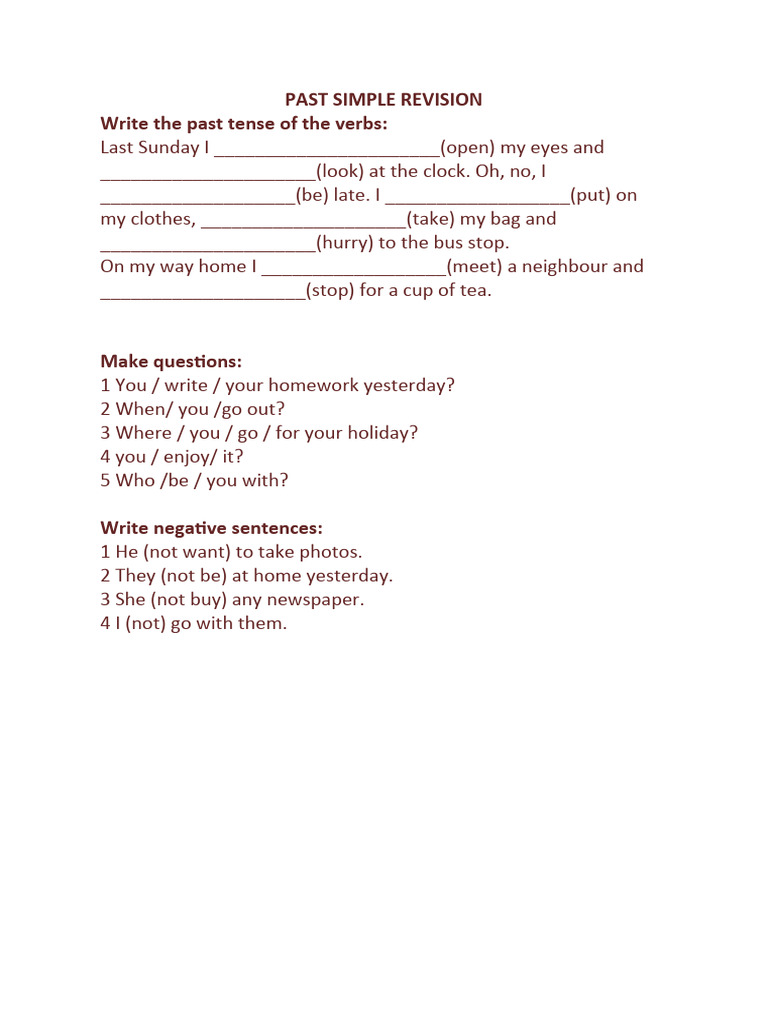 Past Simple Revision | PDF