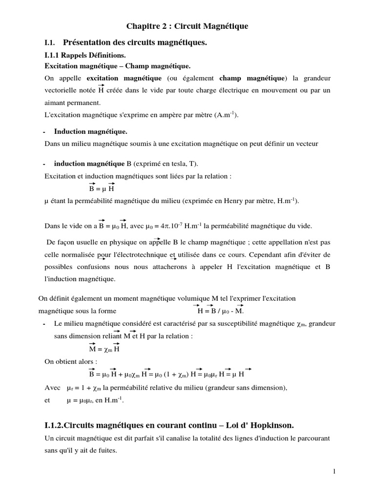 CHAPITRE 2 Circuit magnétique | PDF