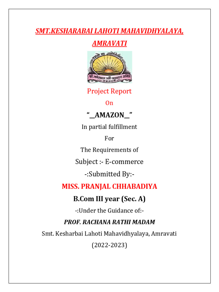 Amazon Project | PDF | Delivery (Commerce) | Amazon Web Services