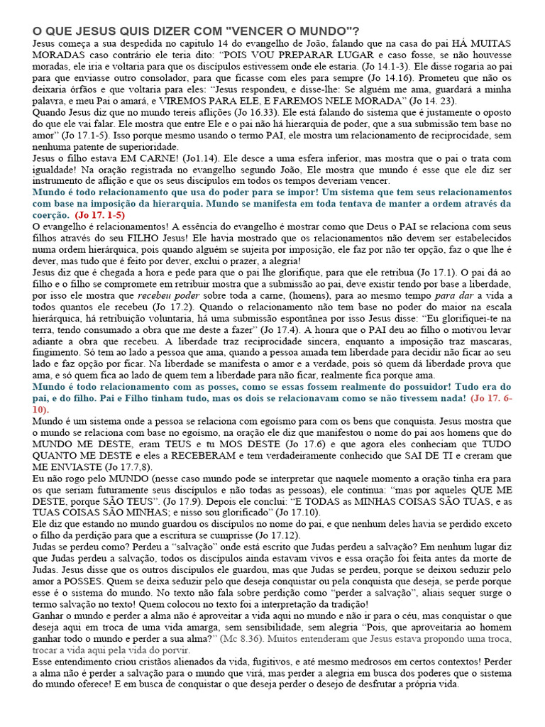 Vencer o Mundo, o Que Jesus Quis Dizer | PDF | Filosofia | Bem-estar