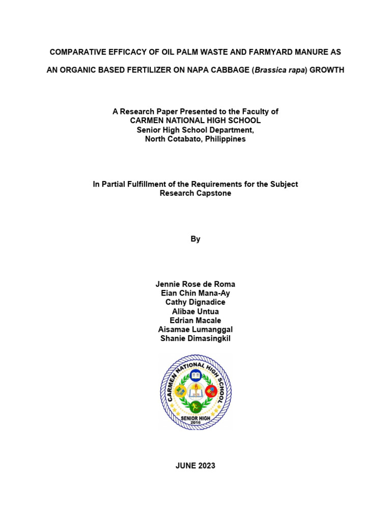 Comparative Efficacy of Oil Palm Waste and Farmyard Manure As An | PDF