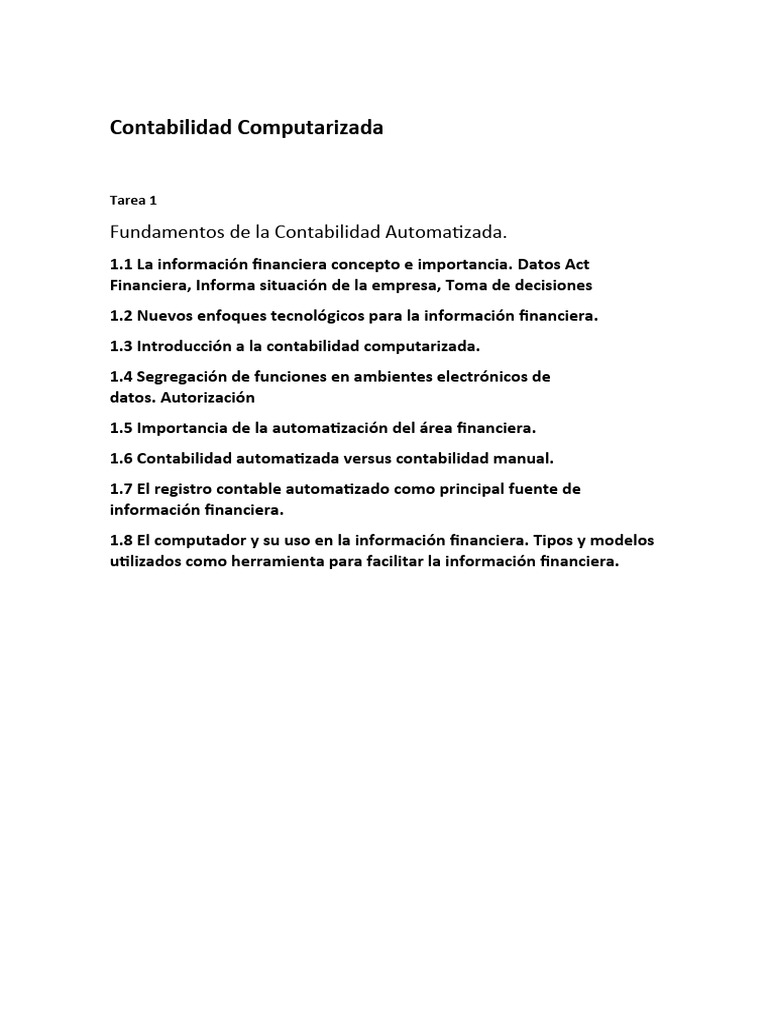 Importancia de la Contabilidad Computarizada | PDF | Finanzas y dinero