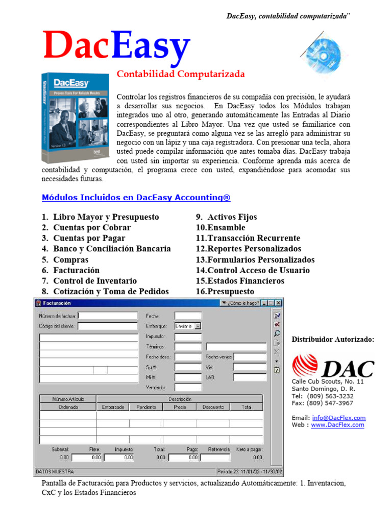 Brochoure - DacEasy Contabilidad | PDF | Presupuesto | Contabilidad