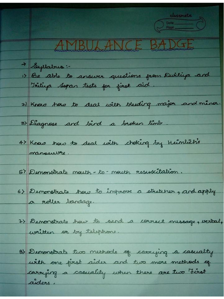 AMBULANCE BADGE Notes | PDF