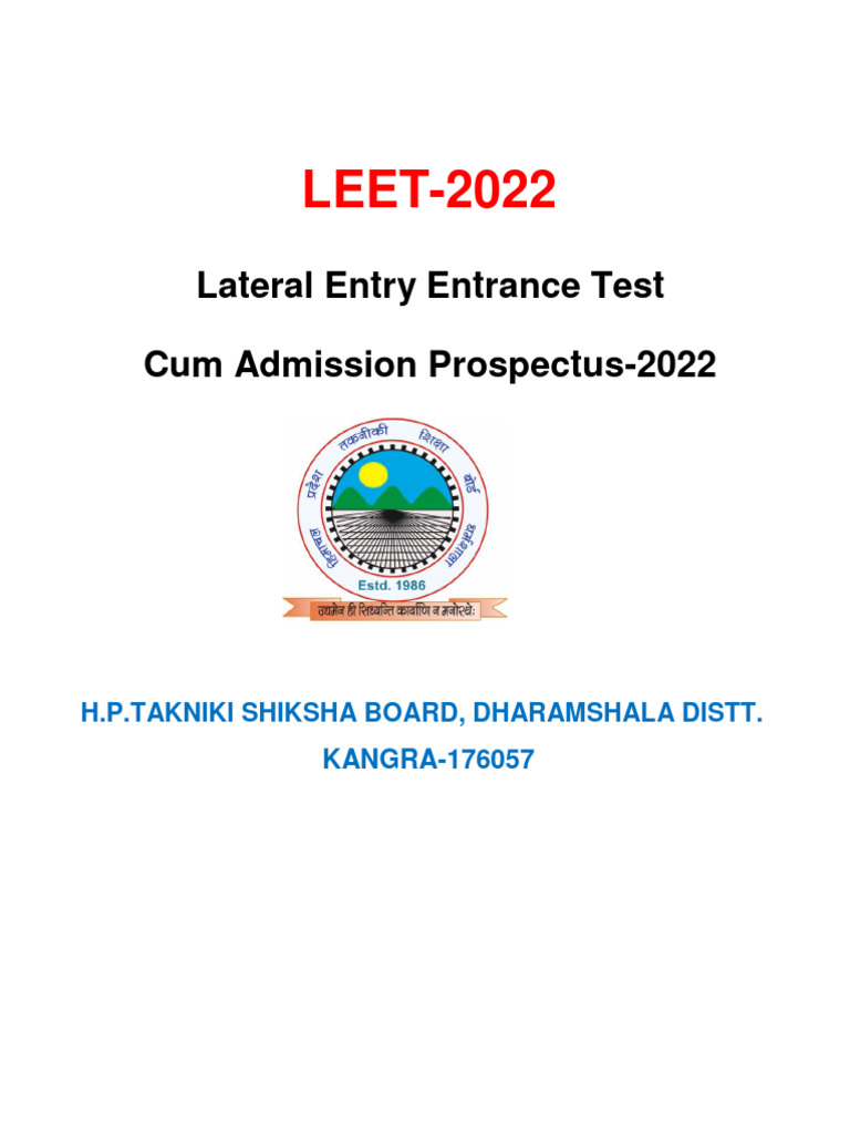 LEET 2022: Polytechnic Admission Guide | PDF
