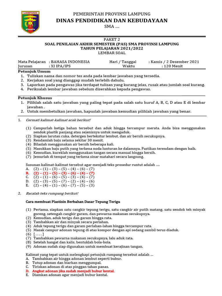 Fix Soal - BINDO - 10 - PAKET2 - PAS GANJIL 2021-2022 | PDF