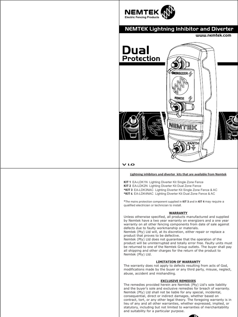 Nemtek Lightning Diverter Kits Guide | PDF | High Voltage | Electricity