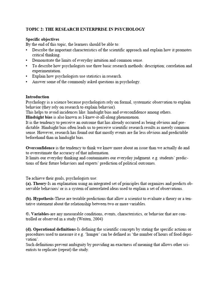 Psy 103 Chapter 2 Pdf Experiment Psychology