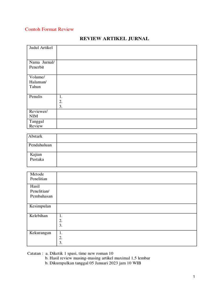 Contoh Format Review Artikel Jurnal | PDF