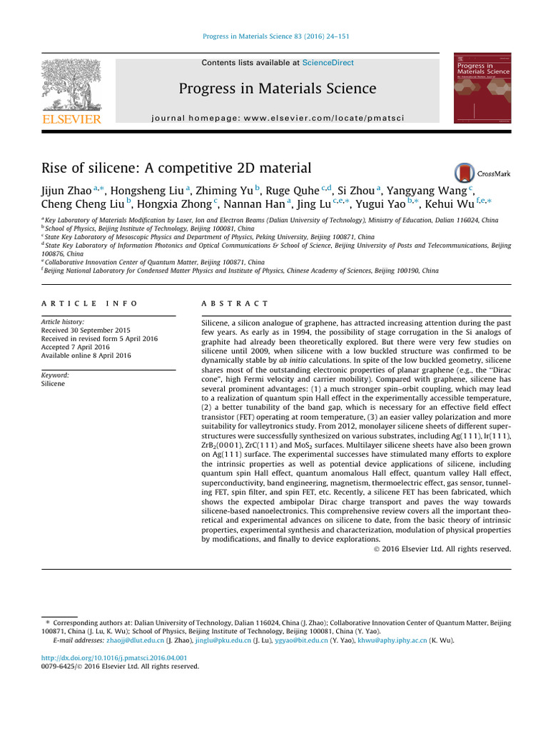 Important Paper On Silicene | PDF Important Paper On Silicene | PDF