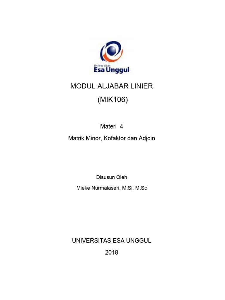 Modul4 MIK106 Adjoin Matriks | PDF