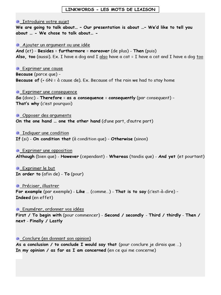 Mots de Liaison | PDF