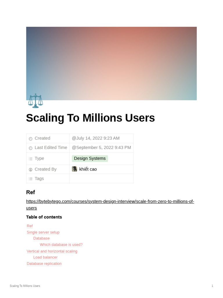 Scaling To Millions Users | PDF | Cache (Computing) | Networking