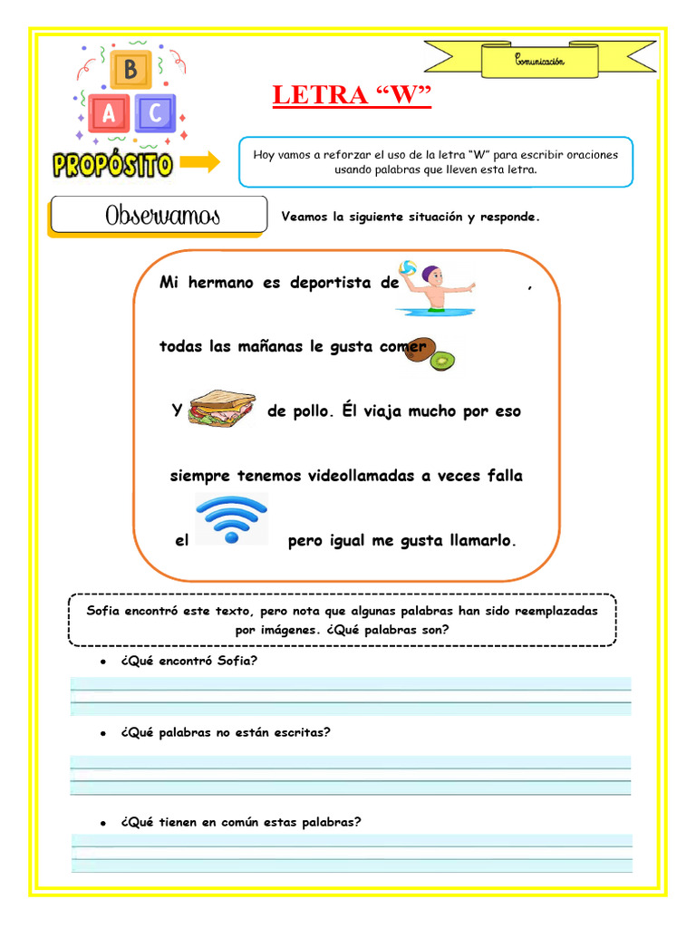 Adicional Ficha 25 Letra W | PDF | Escritura | Lingüística