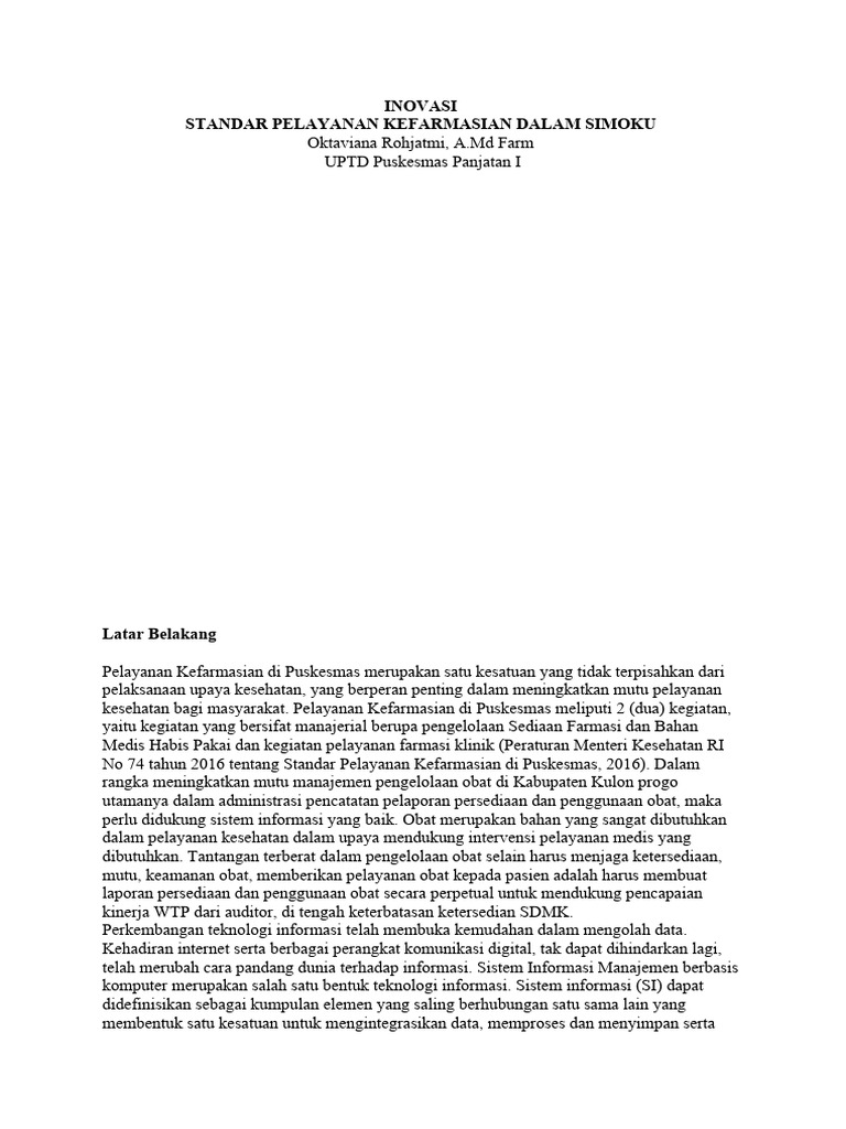 Inovasi Simoku Pencatatan Obat | PDF | Pengembangan Diri